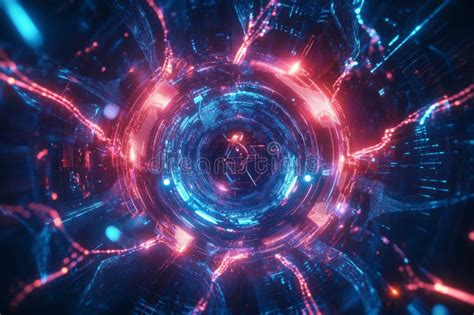 A Swirling Mass Of Neon Lit Cybernetic Energy Forming An Abstract