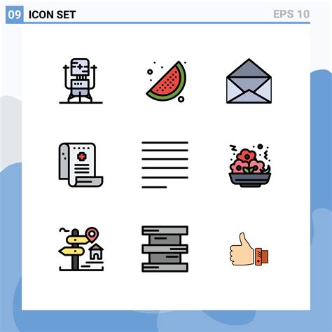 Pictograma Conjunto De 9 9 Sencillo Línea De Relleno Plano Colores De