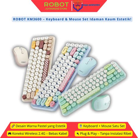 Jual Robot Km3600 Pastel Colorful One Set Keyboard Dan Mouse Wireless 2 4g Garansi 1 Tahun