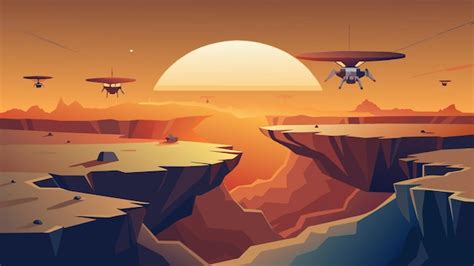 As The Sun Sets On A Distant Asteroid Automated Mining Drones Equipped
