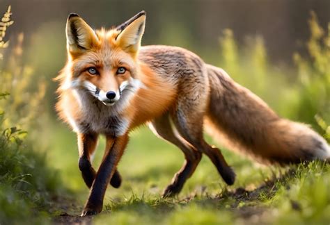 Premium Photo A Fox With A White Patch On Its Face Is Walking In The