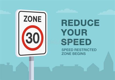 Close Up Of European Speed Limit Zone Sign Meaning Reduce Speed