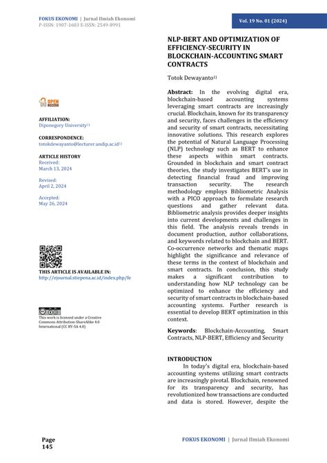 Pdf Nlp Bert And Optimization Of Efficiency Security In Blockchain