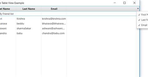 Programming For Beginners Javafx Treetableview Show Or Hide Table Columns
