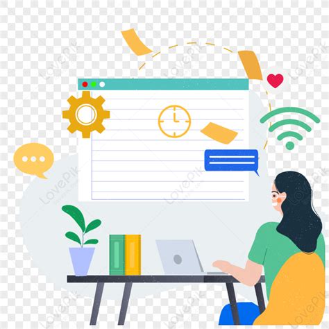 손으로 그린 온라인 학습 만화 교육 독서 일러스트 그림캐릭터플랫 Png 일러스트 무료 다운로드 Lovepik