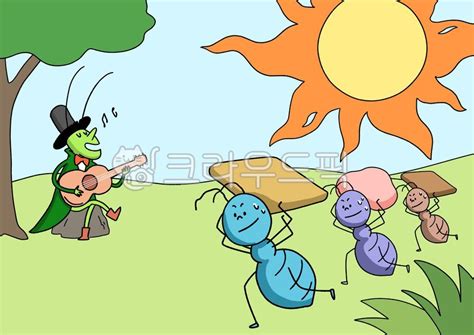 동화 그림책 일러스트 캐릭터 베짱이 사진이미지일러스트캘리그라피 슈어작가