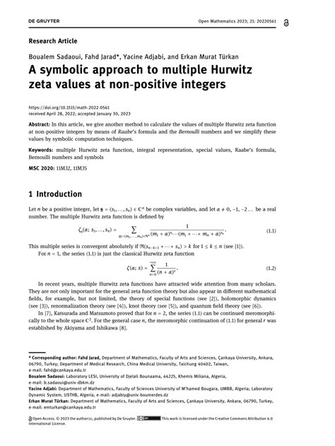 Pdf A Symbolic Approach To Multiple Hurwitz Zeta Values At Non