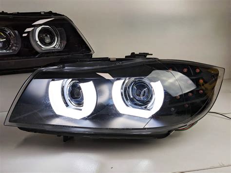 Black 3d Led Drl Projector Led Signal Head Lights For 09 12 Bmw 3