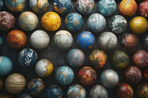 Colorful Textured Spherical Objects Planets In Our Solar System