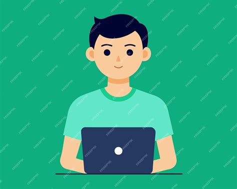 Premium Vector Designer Secretary Man With A Laptop Programmer Tester