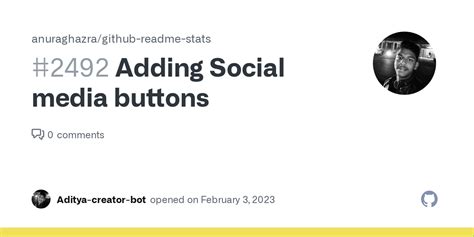 Adding Social Media Buttons · Issue 2492 · Anuraghazragithub Readme Stats · Github