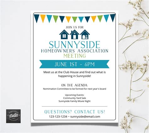 Hoa Meeting Announcement Flyer Template Homeowners Association Meeting