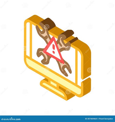 Troubleshooting Pc Repair Computer Isometric Icon Vector Illustration