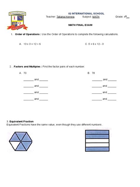 Math Final Exam Pdf Mathematical Concepts Algebra