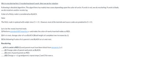 Red Black Balanced Tree Insertion Scenarios No