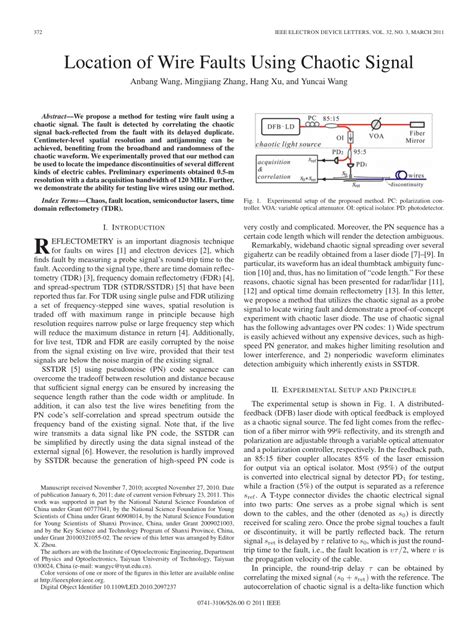 Pdf Location Of Wire Faults Using Chaotic Signal