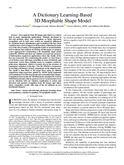 Pdf A Dictionary Learning Based 3d Morphable Shape Model