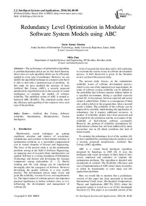 Pdf Redundancy Level Optimization In Modular Software System Models