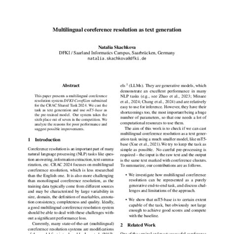 multilingual coreference resolution as text generation acl anthology