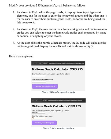 Solved Modify Your Previous 2 ﻿js Homeworks ﻿so It Behaves