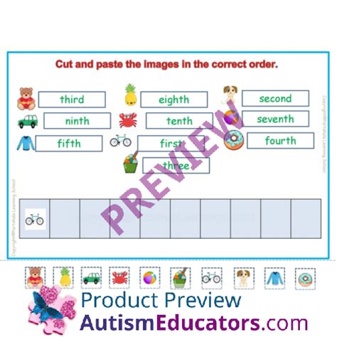 Ordinal Numbers 1 To 10 Cut And Paste And Other Activity Worksheets