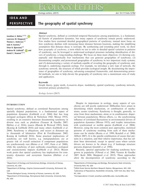 Pdf The Geography Of Spatial Synchrony