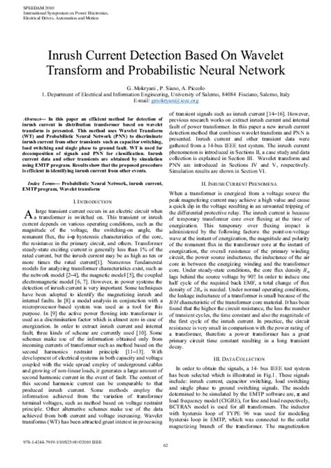 pdf inrush current detection based on wavelet transform and