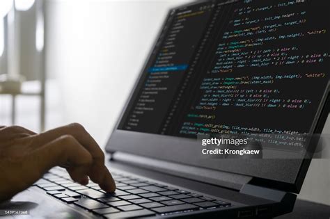 Closeup Computer Code On Screen Man Programmer Software Developer