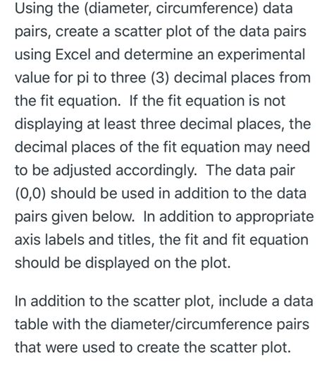 Instructions By Plotting Diameter And Circumference