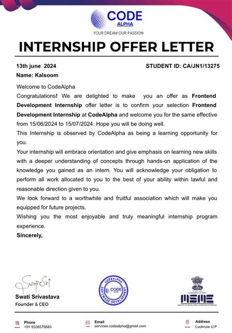 Kalsoom Yousafzai On Linkedin Codealpha