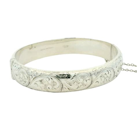 Vintage Sterling Silver Engraved Bangle The Jewellery Warehouse