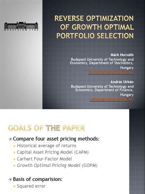 Reverse Optimization Of Growth Optimal Portfolio Selection Pdf Portfolio Finance Capital