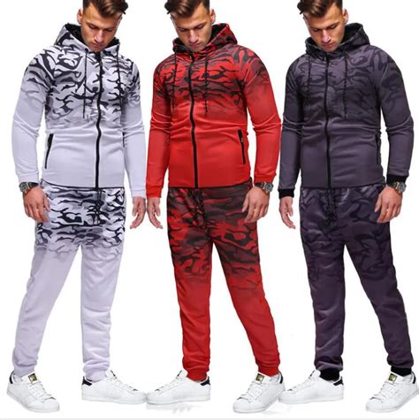 Men Tracksuits Outwear Hoodies Camouflage Zipper Sportwear Sets Male