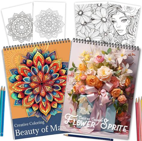 Ckmorel 2pcs Coloring Books For Adult Spiral Bound Thick