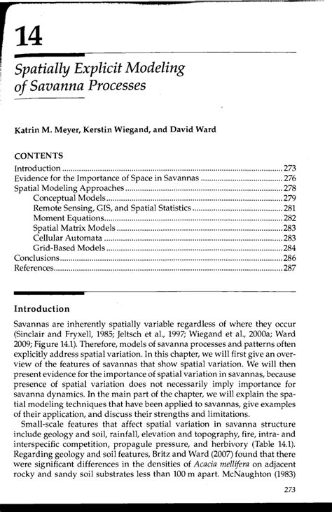 Pdf Spatially Explicit Modeling Of Savanna Processes