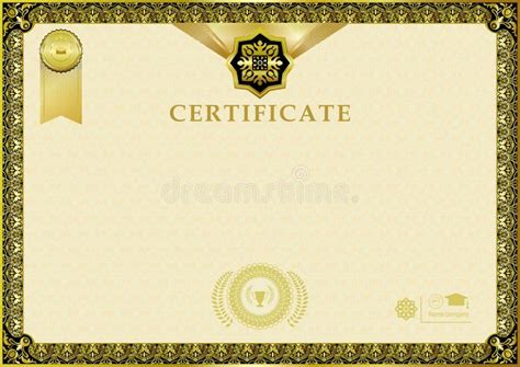 Official Certificate Black Gold Ornamental Border Stock Vector Illustration Of Achievement