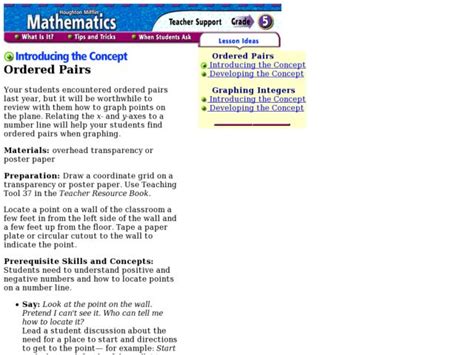 Introducing The Concept Ordered Pairs Lesson Plan For 4th 6th Grade