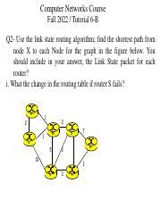 Tutorial B Pdf Computer Networks Course Fall Tutorial B Q Use The Link State