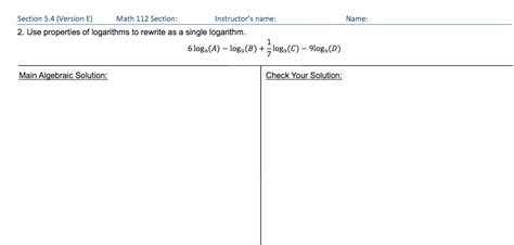 Solved Use Properties Of Logarithms To Rewrite As A Single Chegg