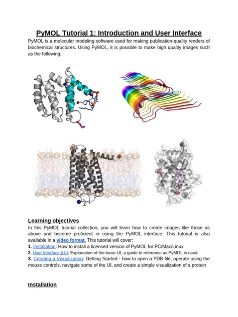 Molecular Modeling Using Pymol 1 Introduction And User Interface Pdf