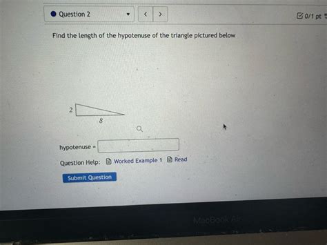 Solved Find The Length Of The Hypotenuse Of The Triangle Chegg