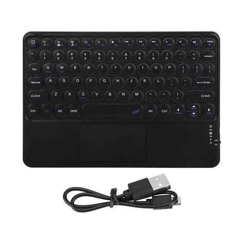 Wireless Keyboard 10in Round Keycap Touchpad Function Portable Widening Enlarging Waterproof