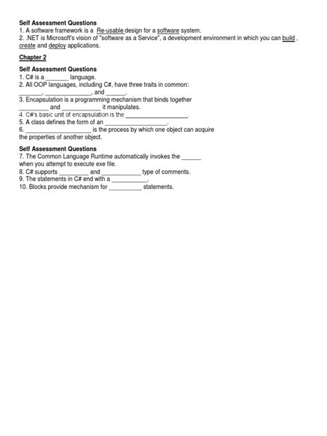 Self Assessment Questions Pdf
