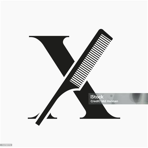 뷰티 스파 헤어 케어 이발 손질 기호에 대한 편지 X에 빗 로고 가위에 대한 스톡 벡터 아트 및 기타 이미지 가위 단순함 디자인 Istock