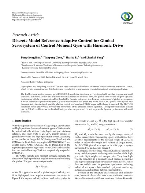 Pdf Discrete Model Reference Adaptive Control For Gimbal Servosystem Of Control Moment Gyro