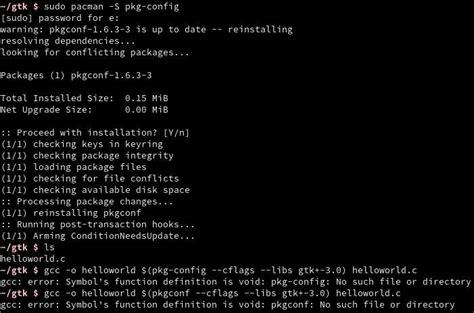 Compiling Gtk3 Programs On Arch Linux According To Arch Wiki Not Working Cant Find Solution On