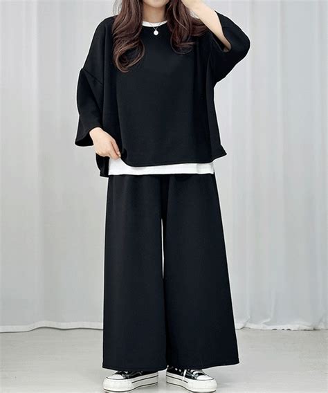 오버핏 캐스퍼 와이드 세트 4컬러 ️빅사이즈 가성비갑👍 7부 긴팔티 밴딩팬츠 무지 스판 와이드핏 오버사이즈 트레이닝세트