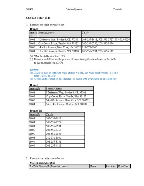 Cs3402 Tutorial 4 Solutions Normalization And Candidate Keys Analysis