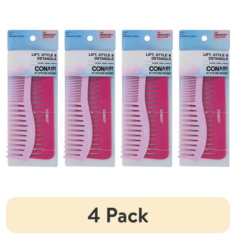 4 Pack Conair Lift Style And Detangle Assorted Combs Colors Will Vary