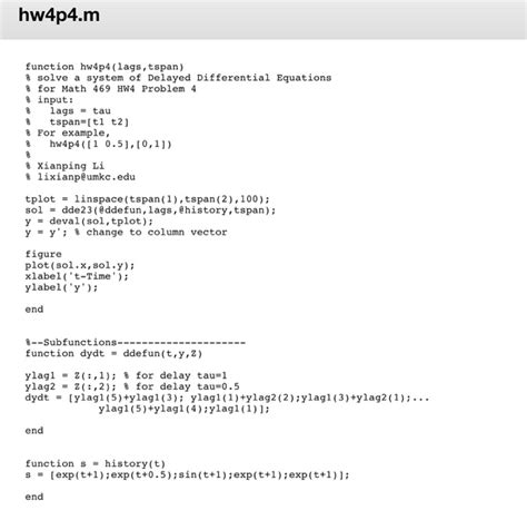 Solved Mathematical Modeling Problem Mathlab Code Is Given